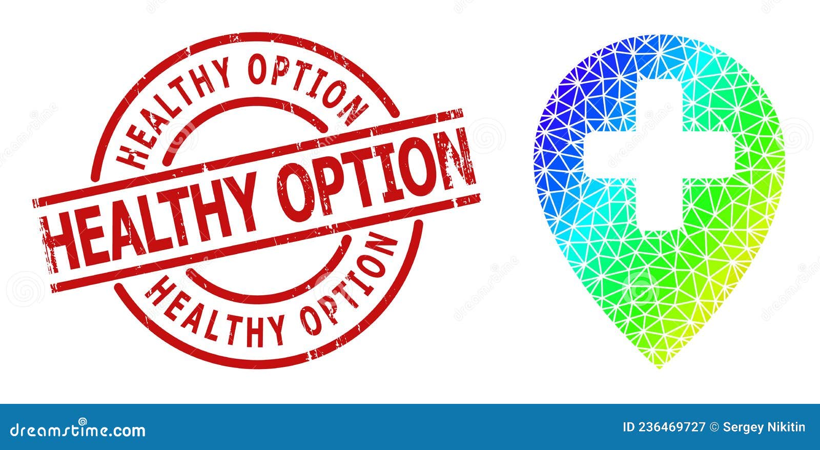 Textured Healthy Option Stamp Seal and Lowpoly Spectral Colored Clinic ...