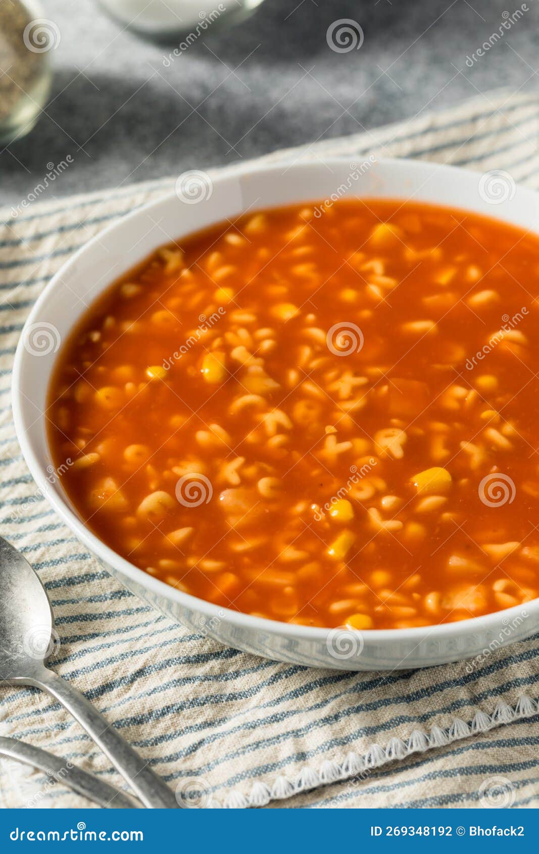 Healthy Organic Alphabet Tomato Soup Stock Photo - Image of dinner ...