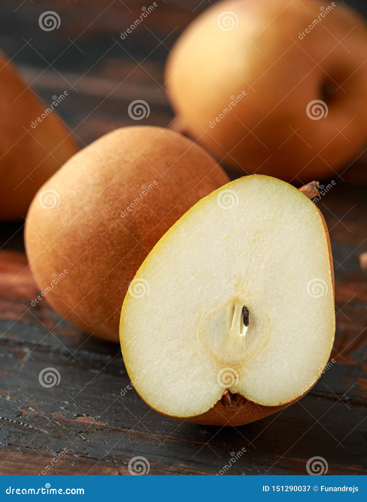 Healthy Organic Slice of Pears on a Wooden Table Stock Image - Image of ...