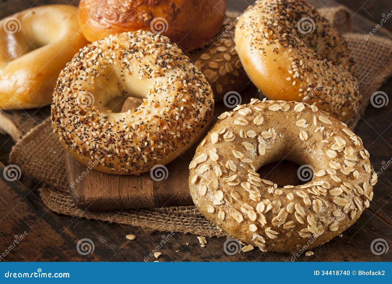 Healthy Organic Whole Grain Bagel Stock Photo - Image of plain ...