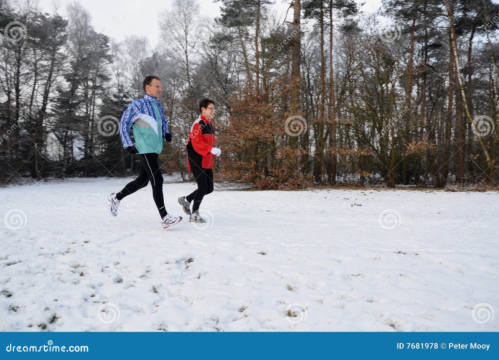 Healthy People Running in the Snow Stock Photo - Image of scene, senior ...