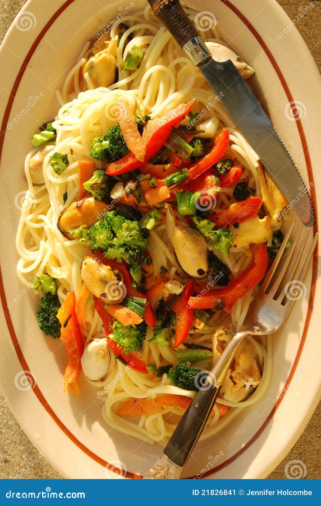 A Healthy Plate of Pasta and Muscles Stock Image - Image of health ...
