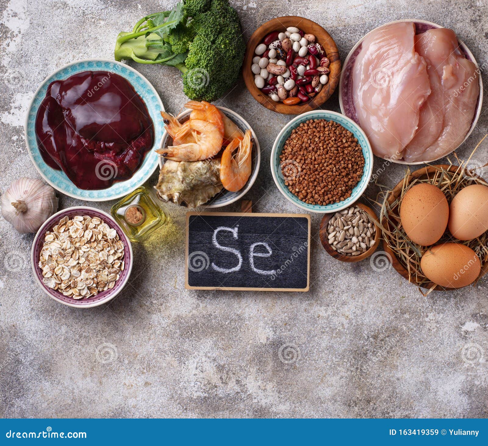 Healthy Product Sources of Selenium. Stock Image - Image of eggs, heart ...