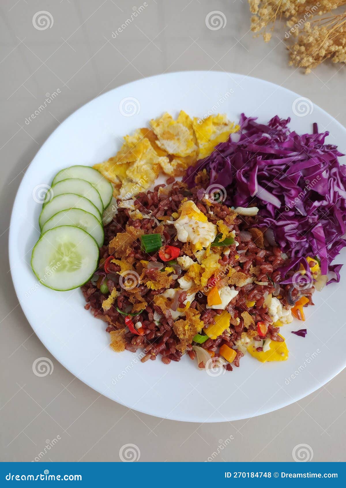 Healthy Rainbow Fried Rice with Eggs Stock Photo - Image of cabbage ...