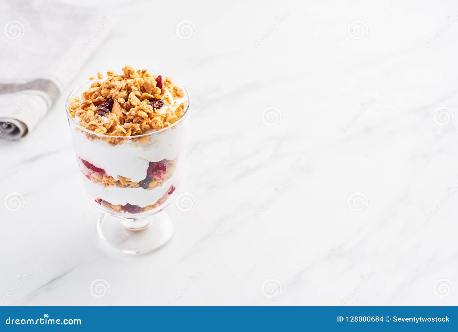 Healthy Raspberry Yogurt Parfait in a Glass Stock Photo - Image of ...
