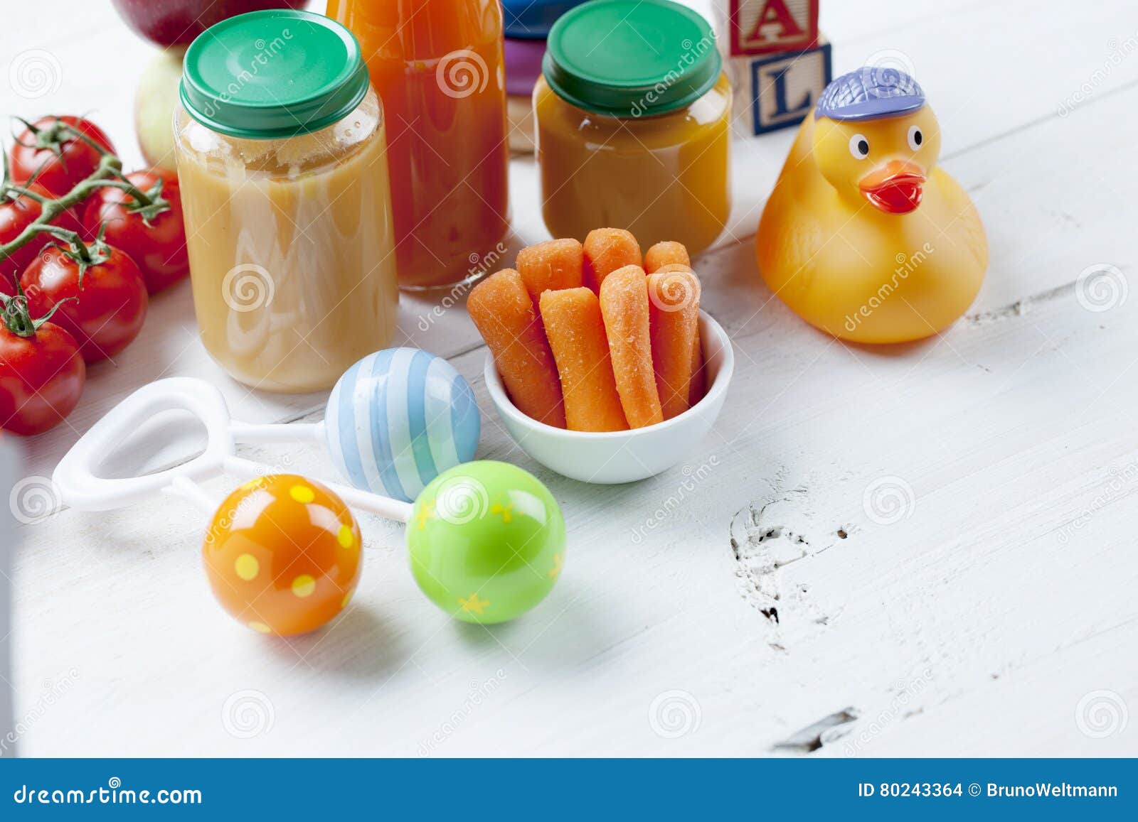 Healthy Ready-made Baby Food on a Wooden Table Stock Photo - Image of ...