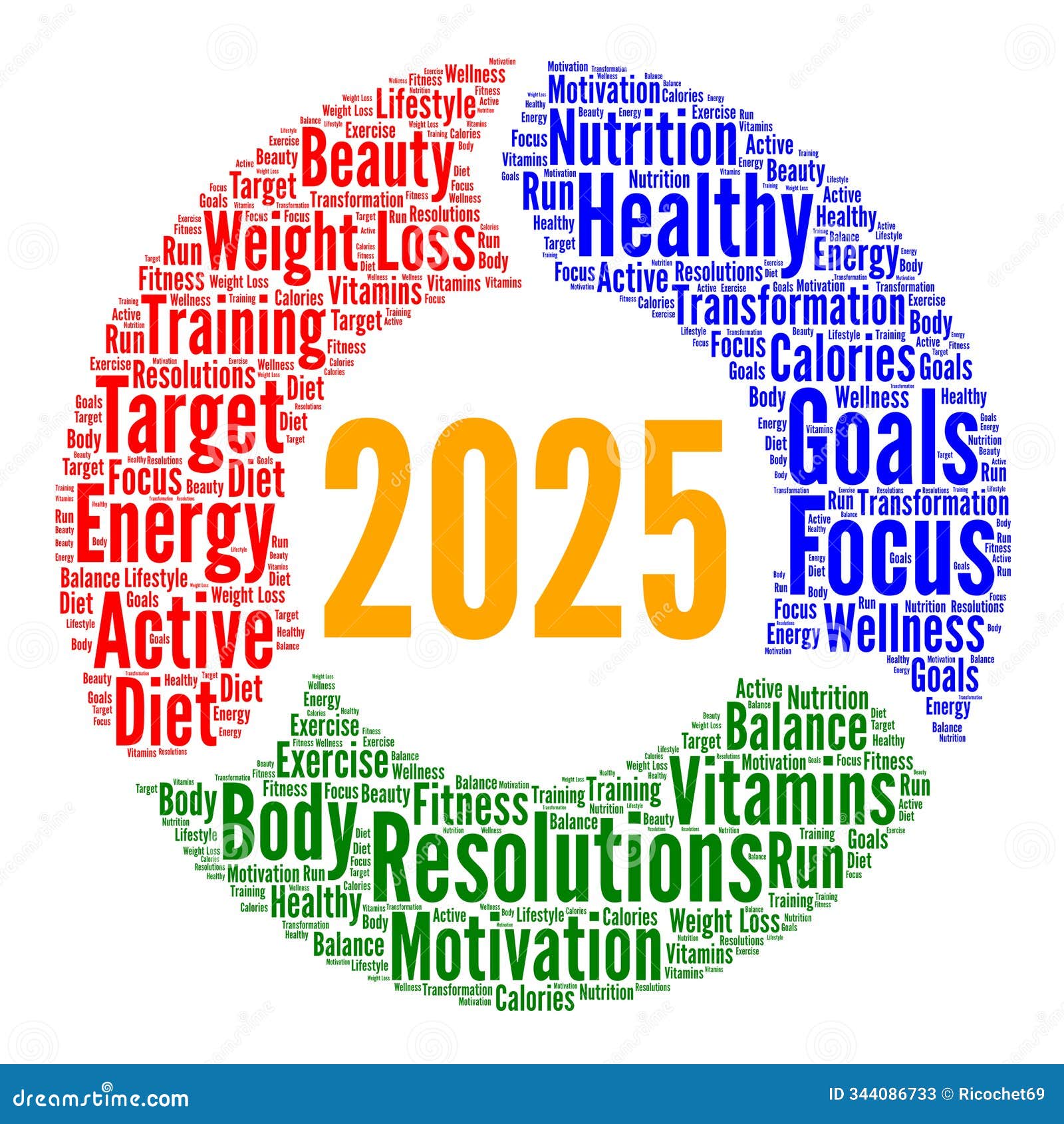 Healthy Resolutions 2025 Word Cloud Concept In French Languaget Stock ...