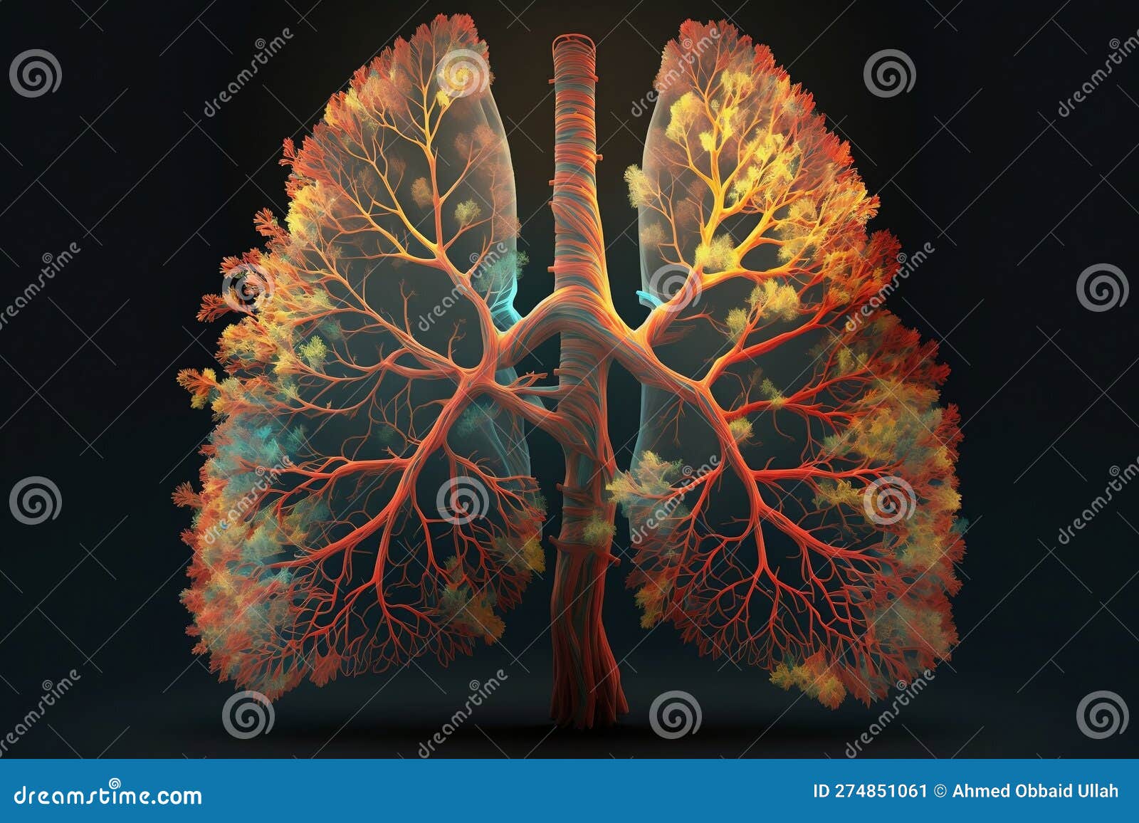 Healthy Respiratory System with Tree Light, Generative Ai Stock ...