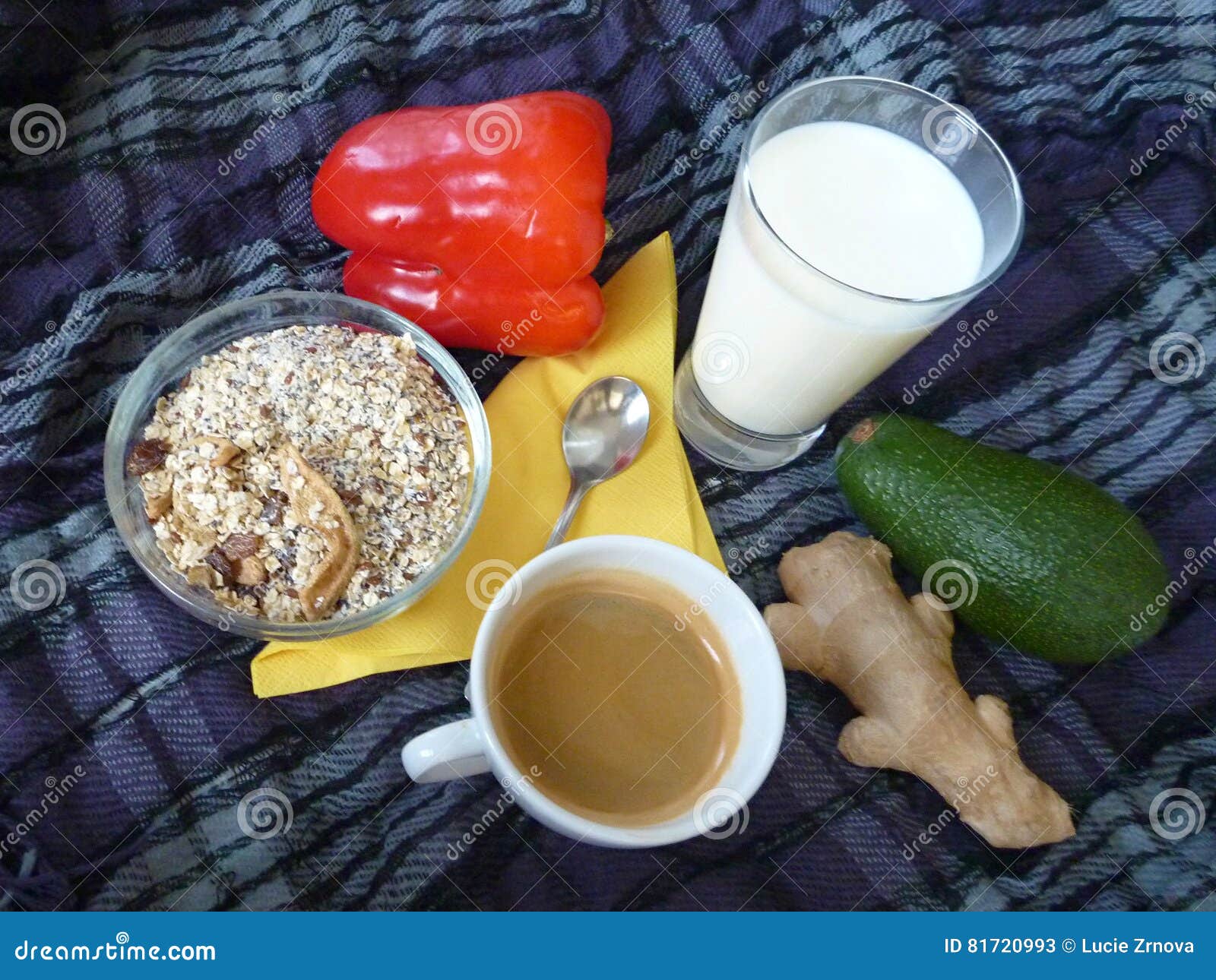 Healthy Rich Breakfast with Granola Milk and Coffee Stock Image - Image ...