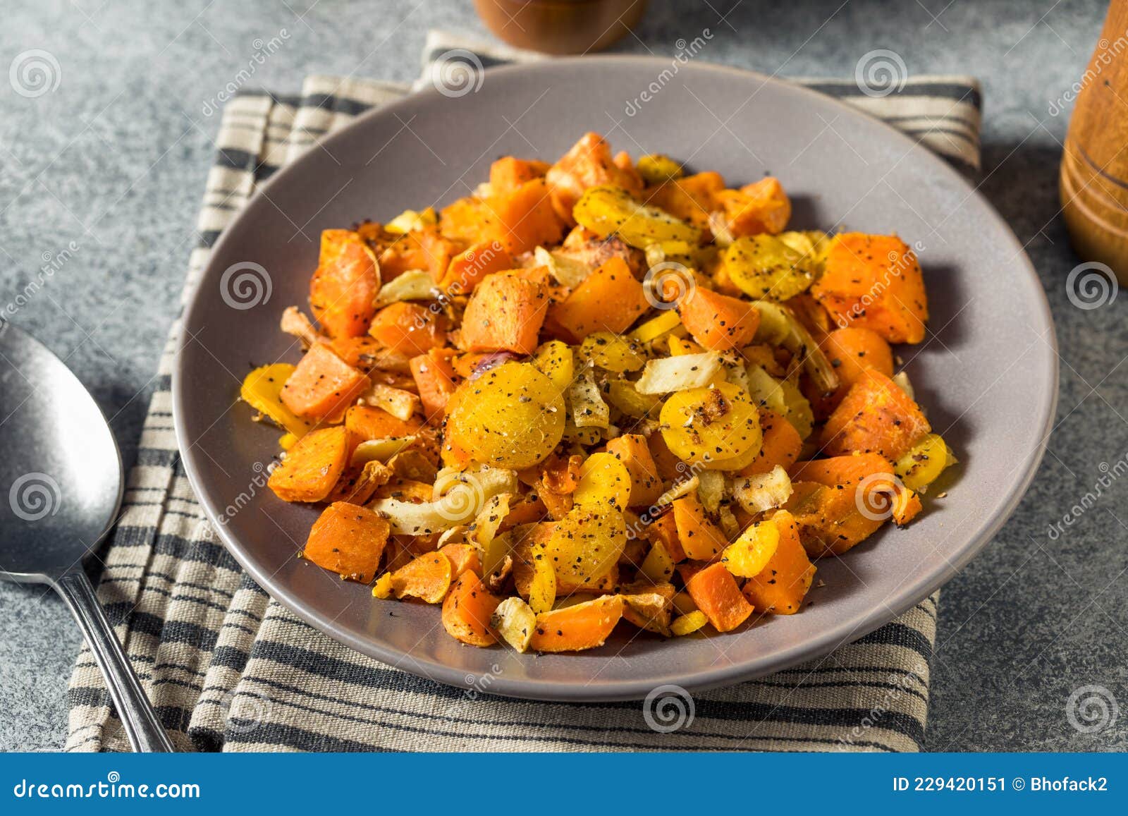 Healthy Roasted Potato Root Vegetables Stock Image - Image of snack ...