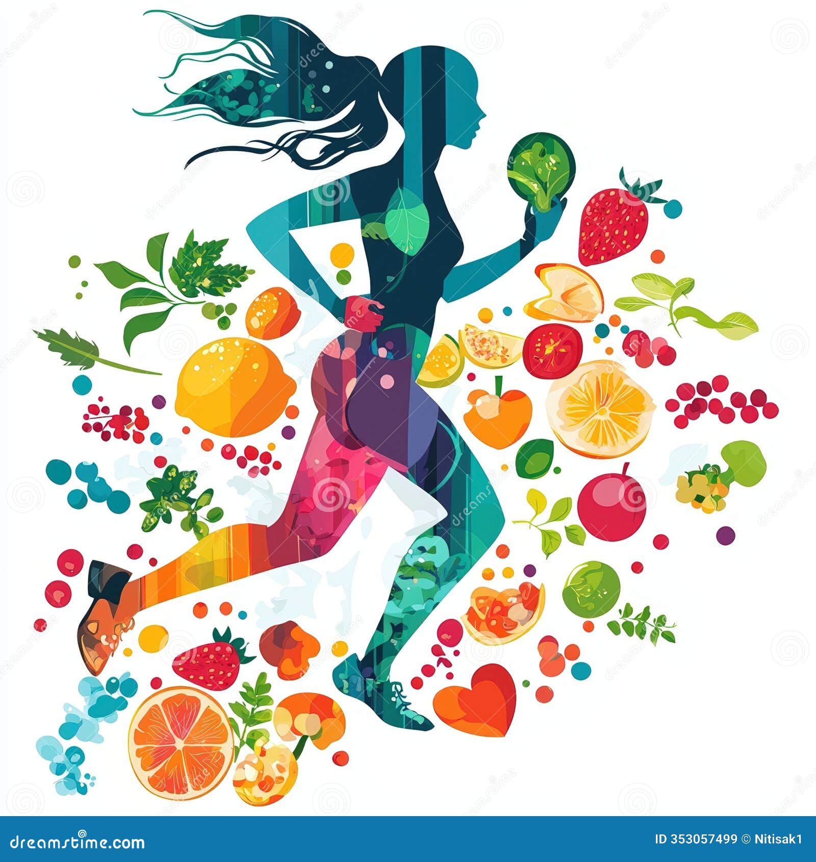 Healthy Runner With Fruits And Vegetables Stock Image | CartoonDealer ...