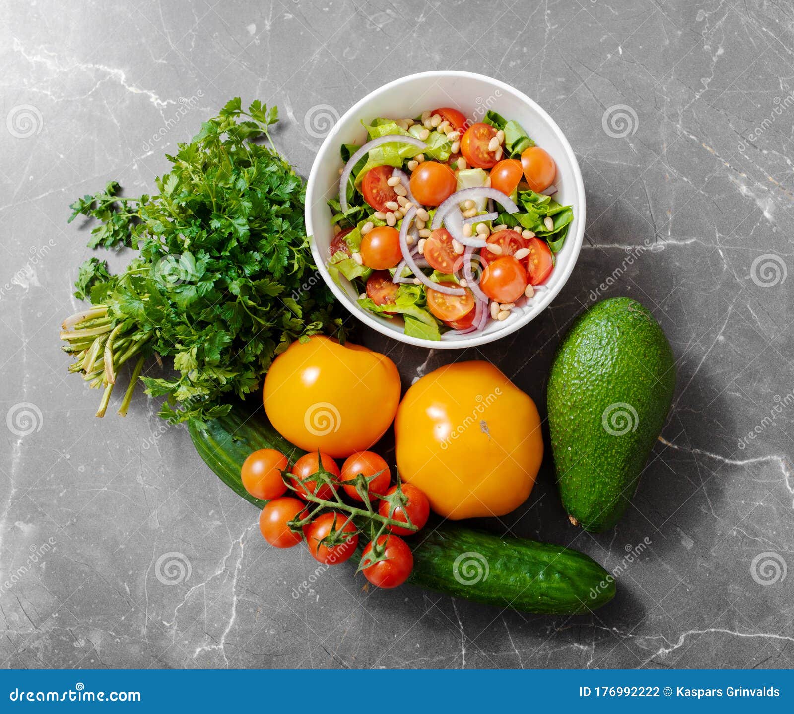 Healthy Salad on a Kitchen Table Stock Photo - Image of dieting, greens ...