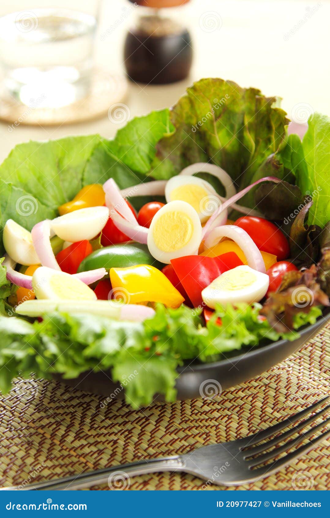 Healthy Salad with Quail Eggs Stock Image - Image of cherry, healthy ...