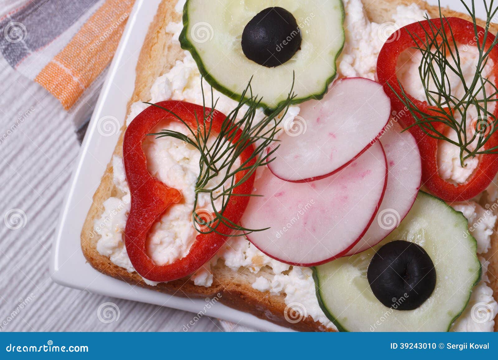 Healthy Sandwich with Vegetables and Soft Cheese Macro. Stock Photo ...