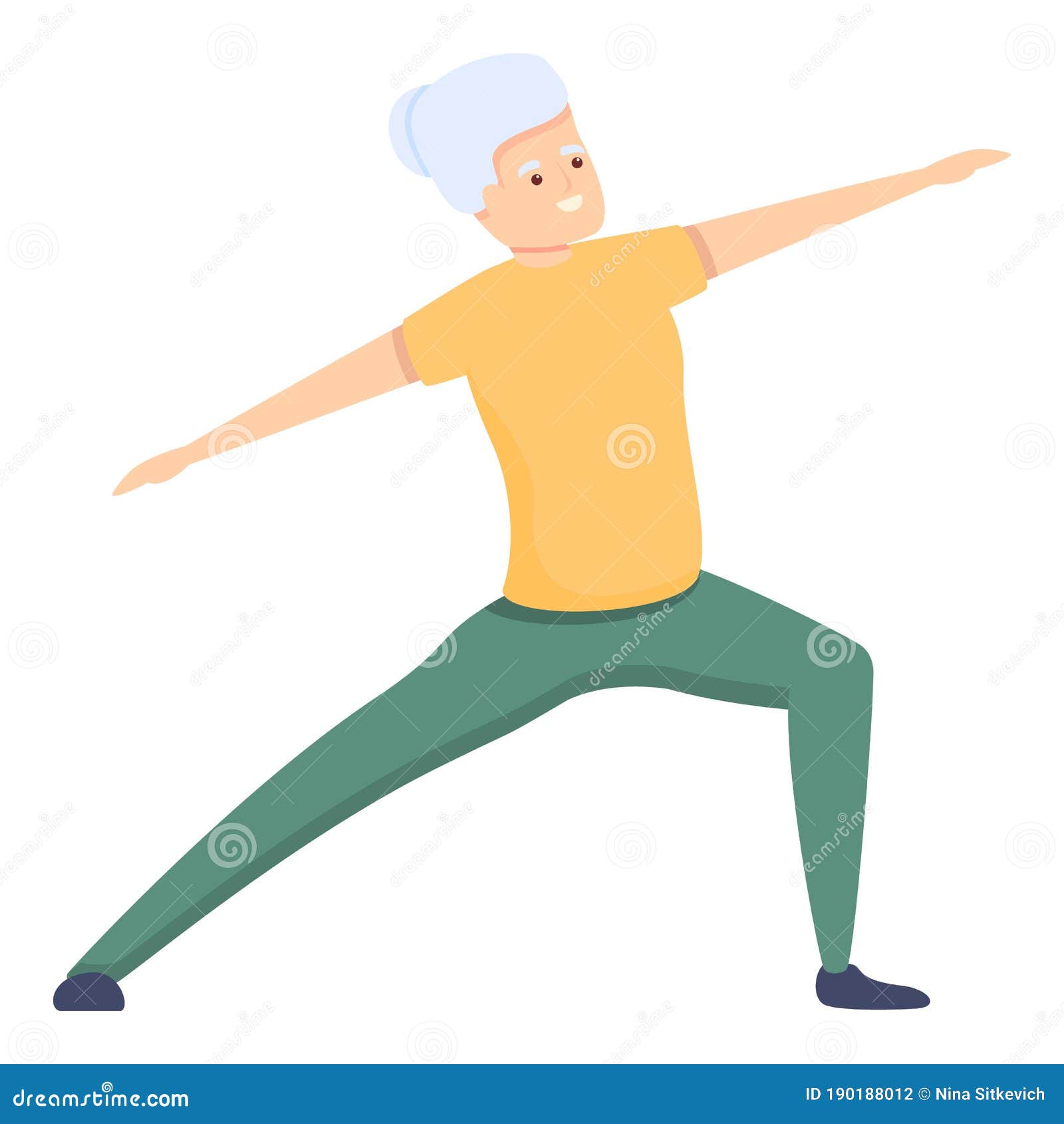 Senior Exercise Flat Line Icon. Old People Stretch Vector Illustration ...