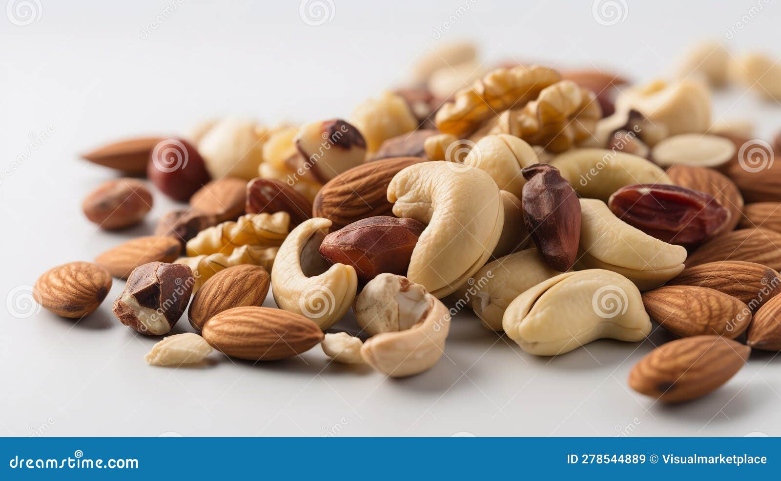 Healthy Snack of Mixed Nuts on White Surface Stock Illustration ...