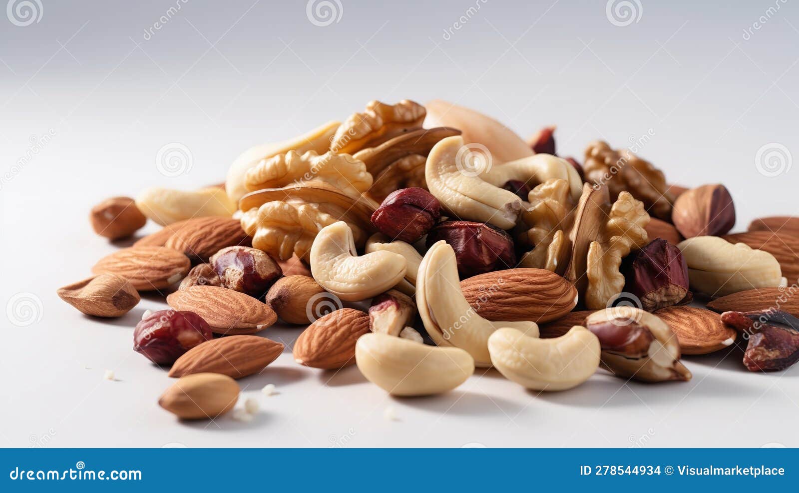 Healthy Snack of Mixed Nuts on White Surface Stock Illustration ...
