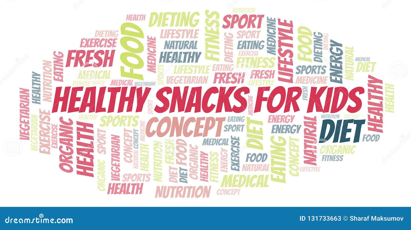 Healthy Snacks for Kids Word Cloud. Wordcloud Made with Text only Stock ...