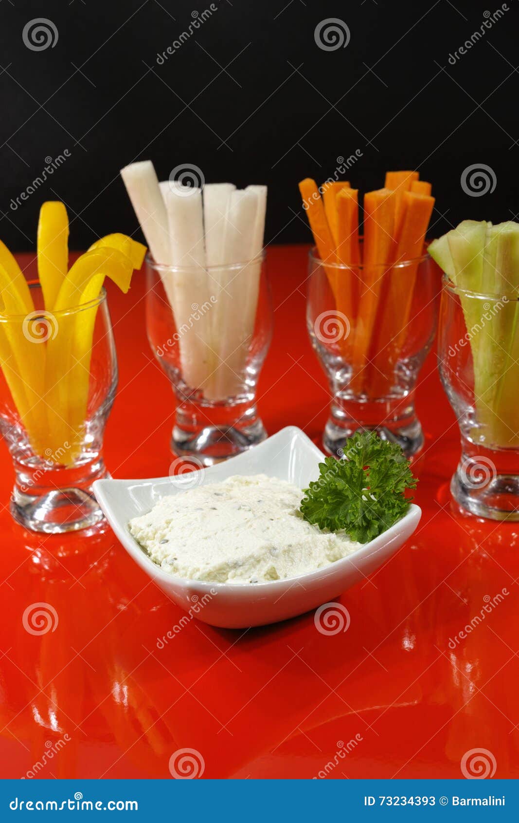 Healthy Snacks - Vegetable Sticks and Dip Stock Image - Image of ...