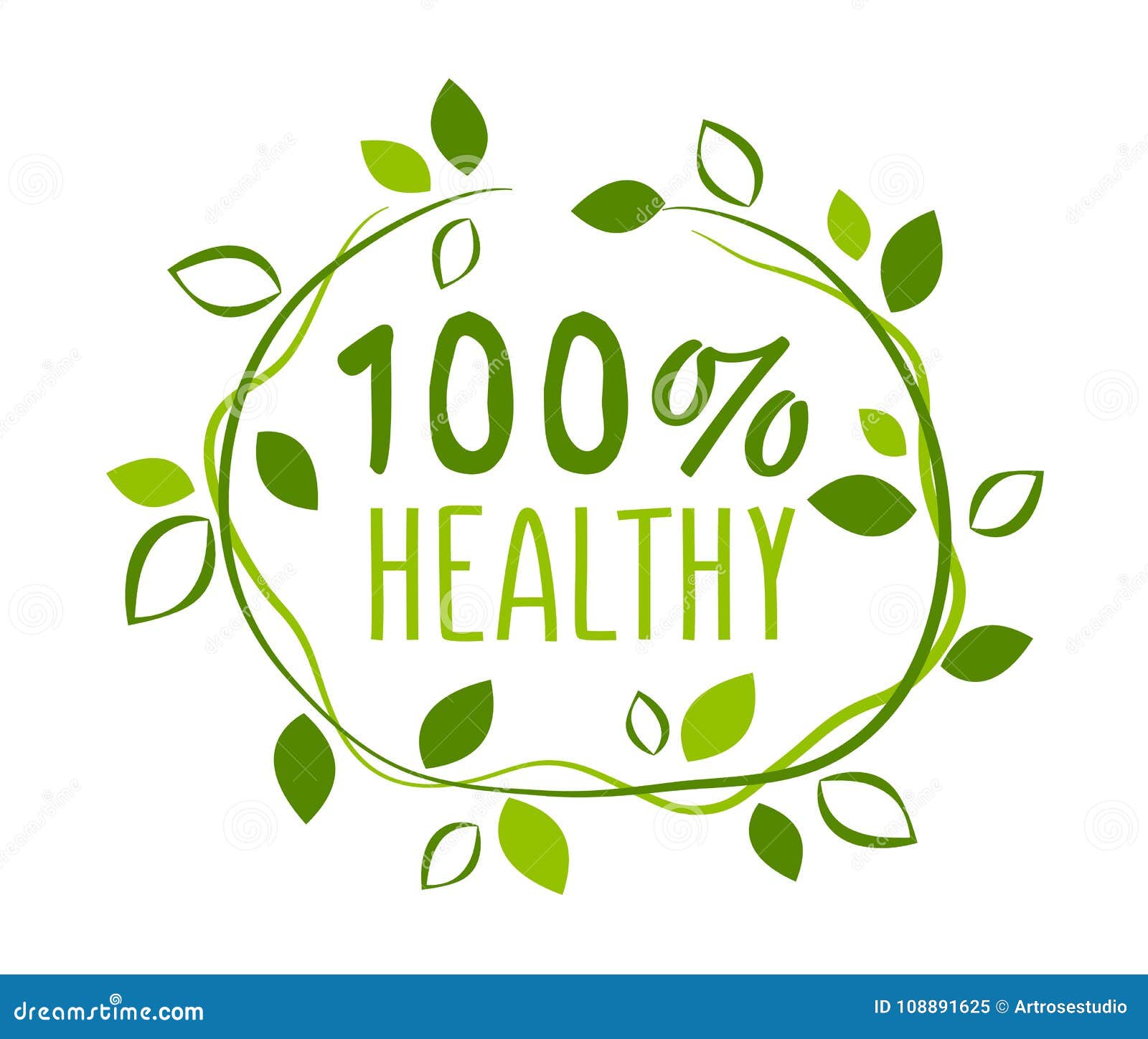 Healthy 100 sticker stock vector. Illustration of design - 108891625