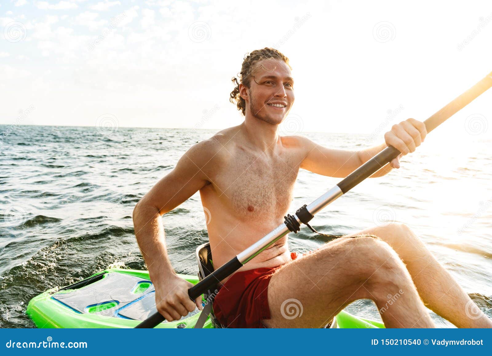 Healthy Strong Man Kayaking Stock Photo - Image of sport, adventure ...