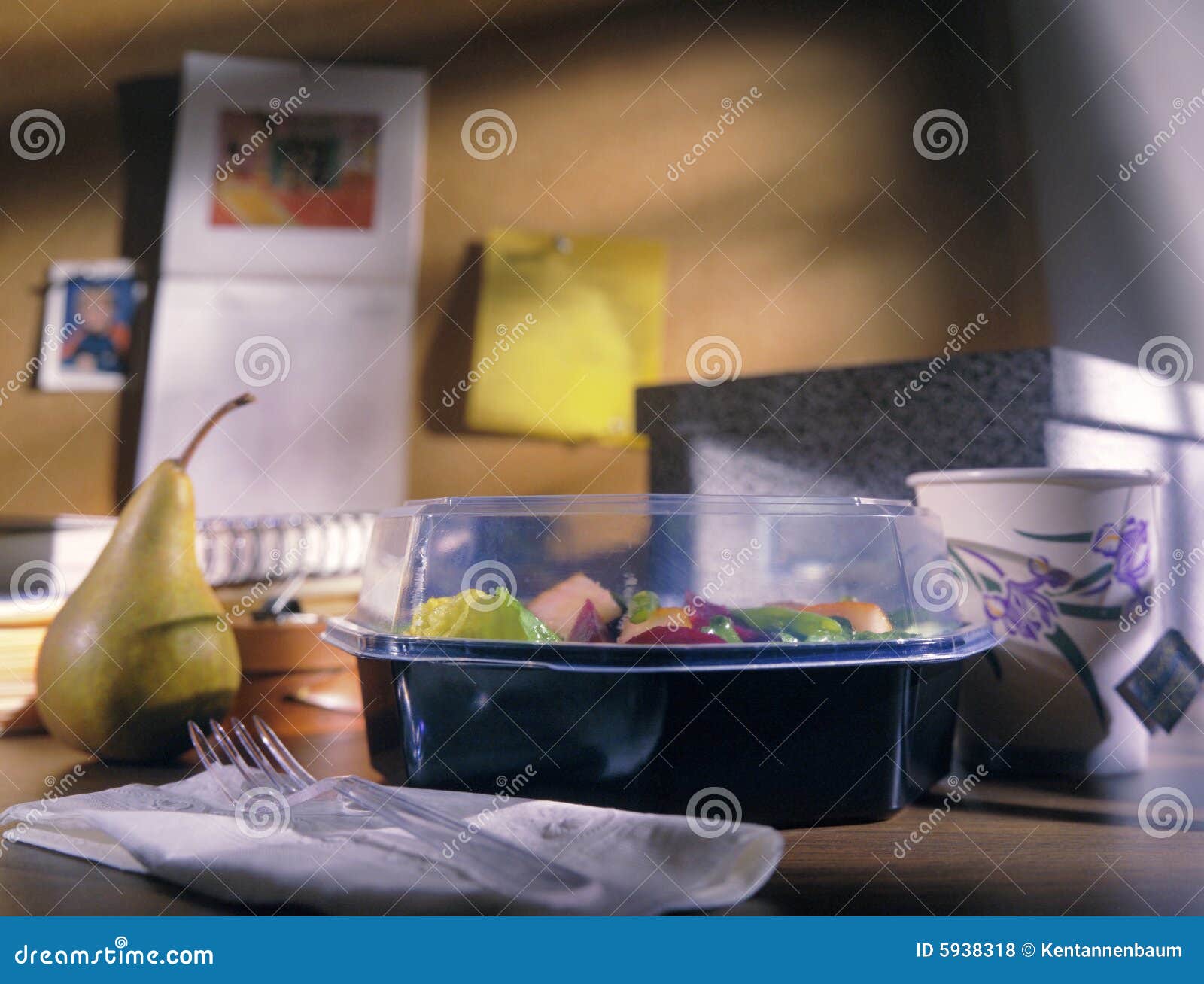 Healthy Takeout Lunch on Desk Stock Photo - Image of salad, desk: 5938318