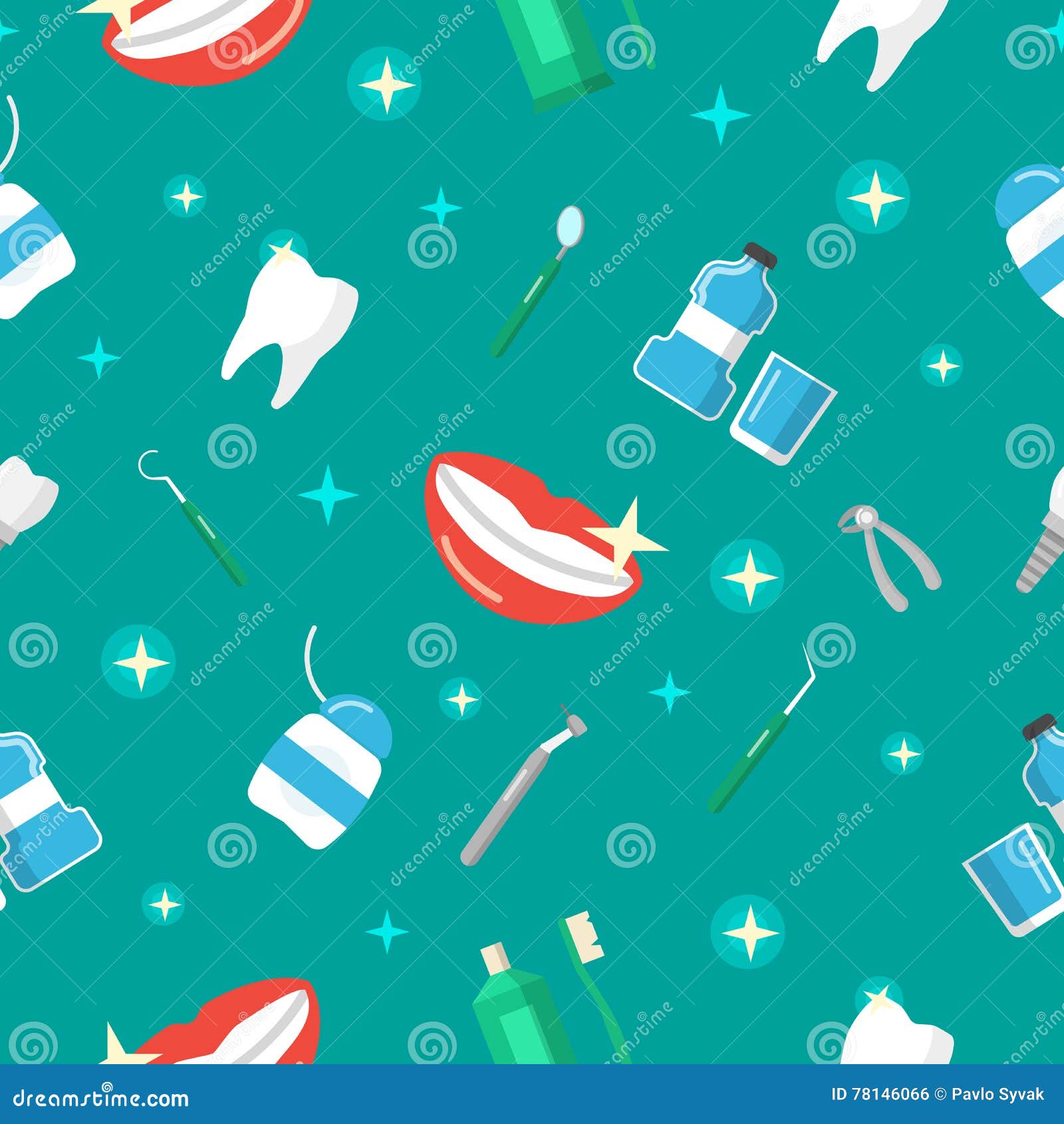 Healthy Teeth Dental Seamless Pattern with Smile and Tooth Stock Vector ...