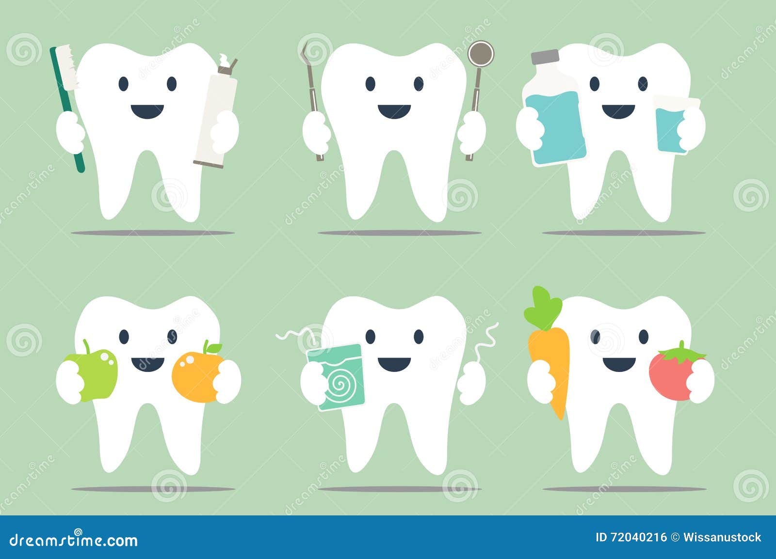 Healthy Teeth Set Stock Vector Illustration Of Healthy 72040216