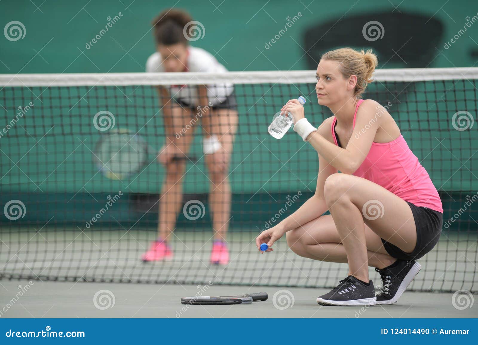 Healthy Tennis Player Thirsty Drinking Water Stock Photo - Image of ...