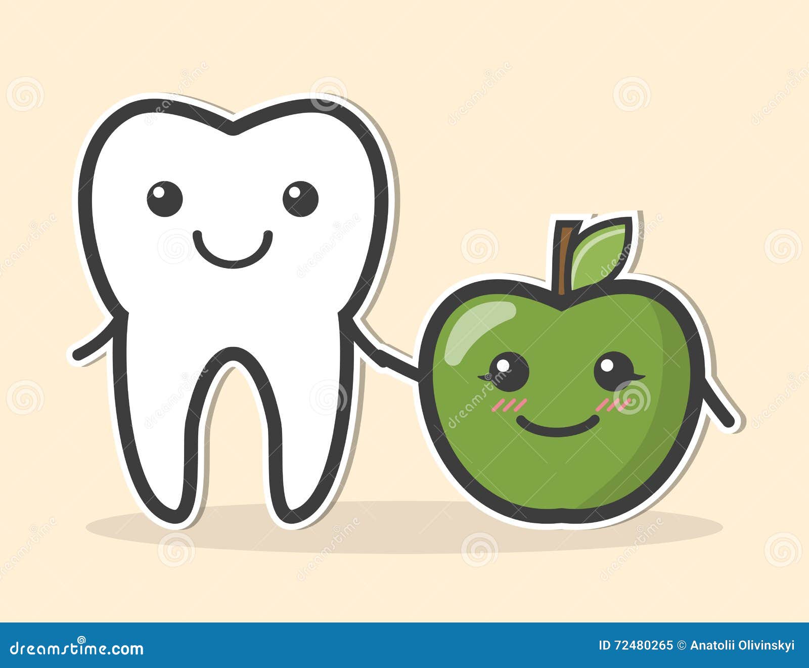 Healthy tooth and apple. stock illustration. Illustration of apple ...