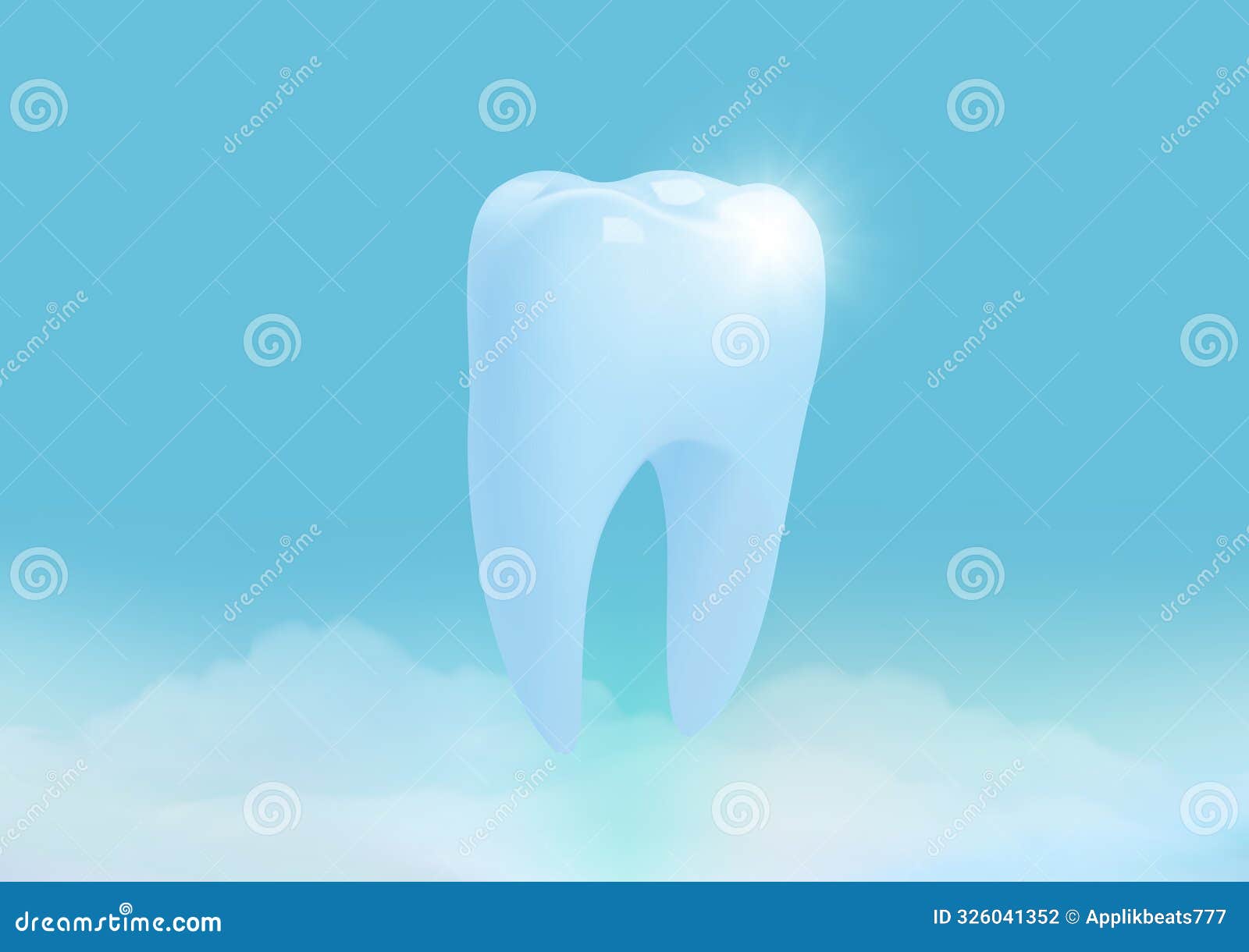 Healthy Tooth with Cloud on Blue Background , Teeth Whitening Concept ...