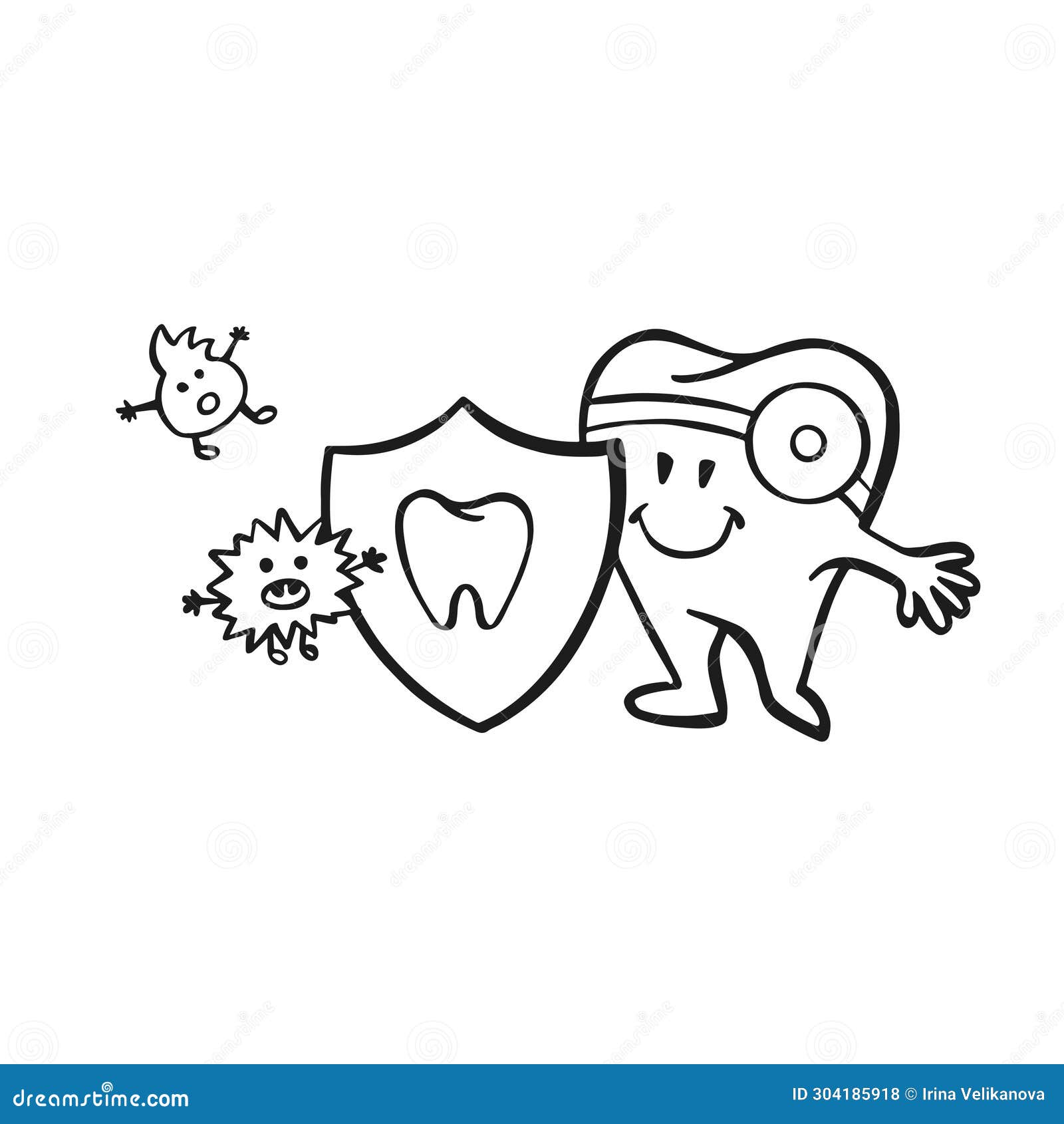 Healthy Tooth Protected Against Bacteria Oral Hygiene, Vector Stock ...