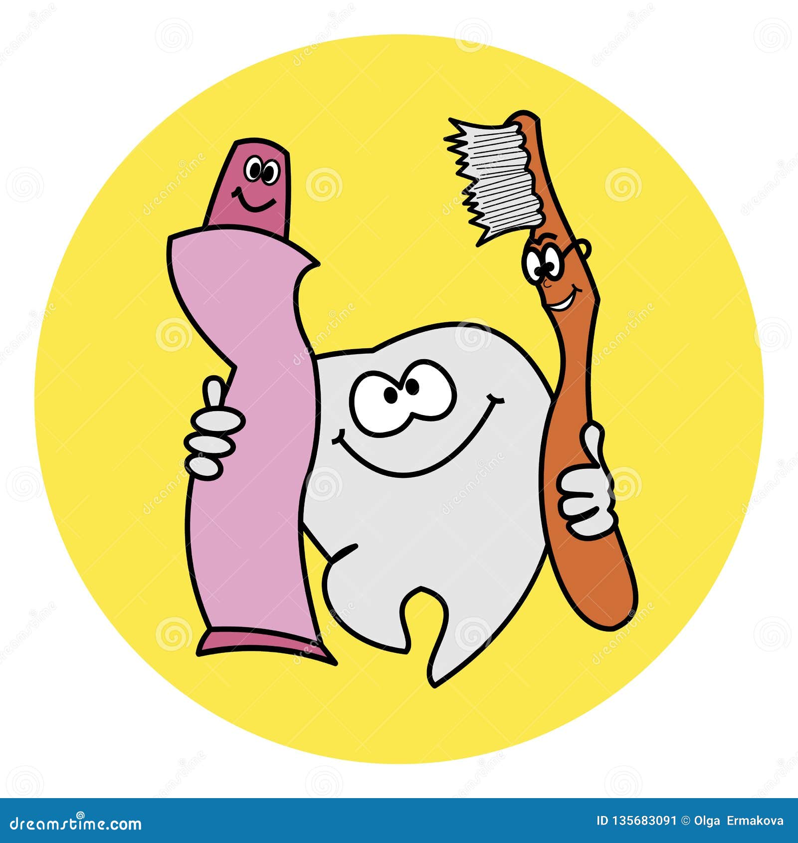 A Healthy Tooth, Tooth Paste and Tooth Brush Animation Stock ...