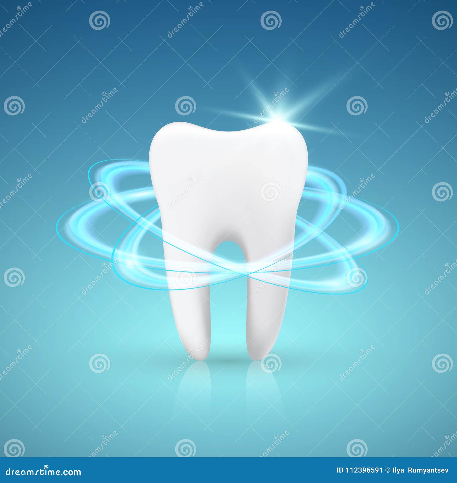 Healthy Tooth Under Protection, Teeth Whitening, Glowing Effect Stock ...