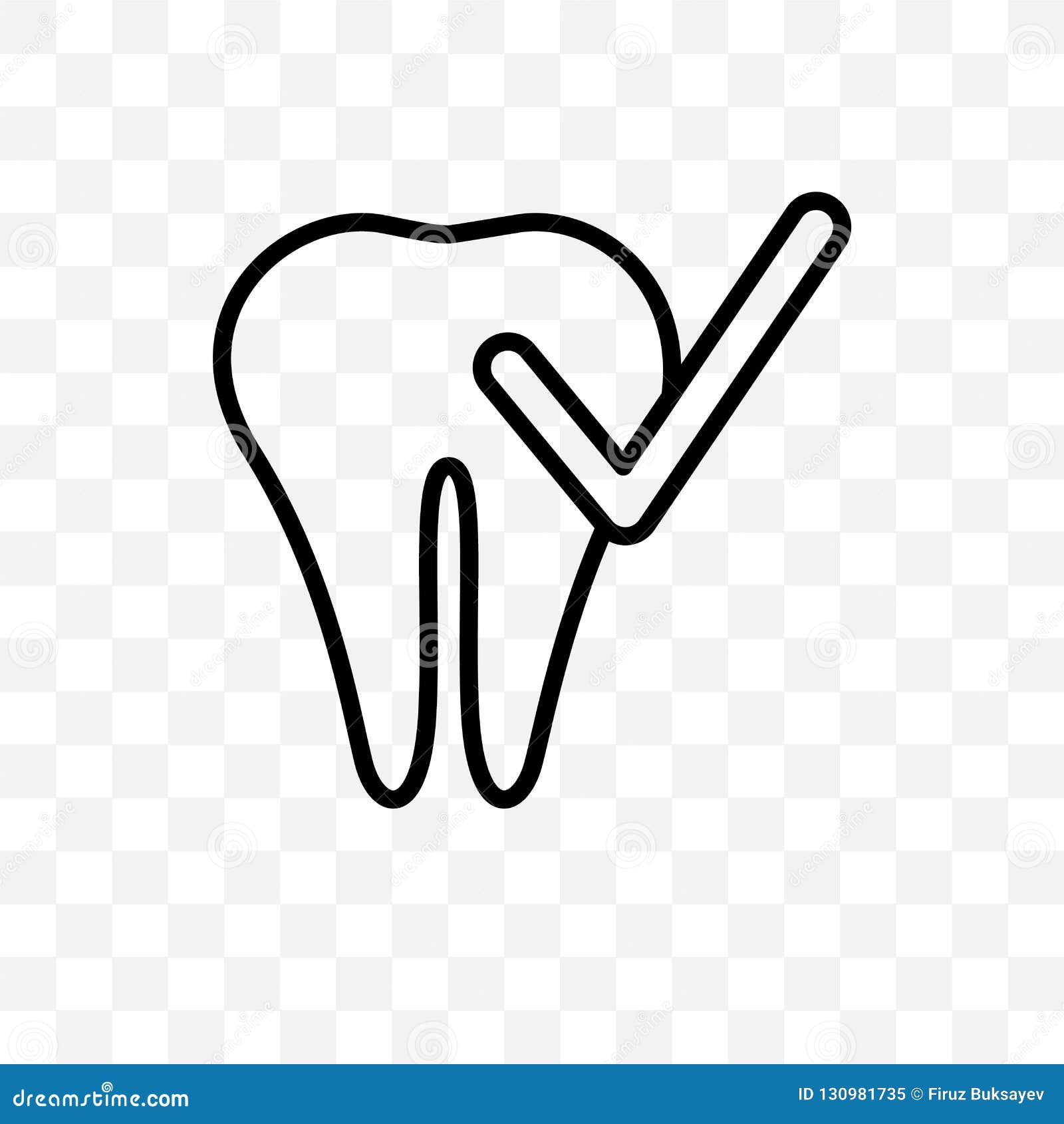 Healthy Tooth Vector Linear Icon Isolated on Transparent Background ...