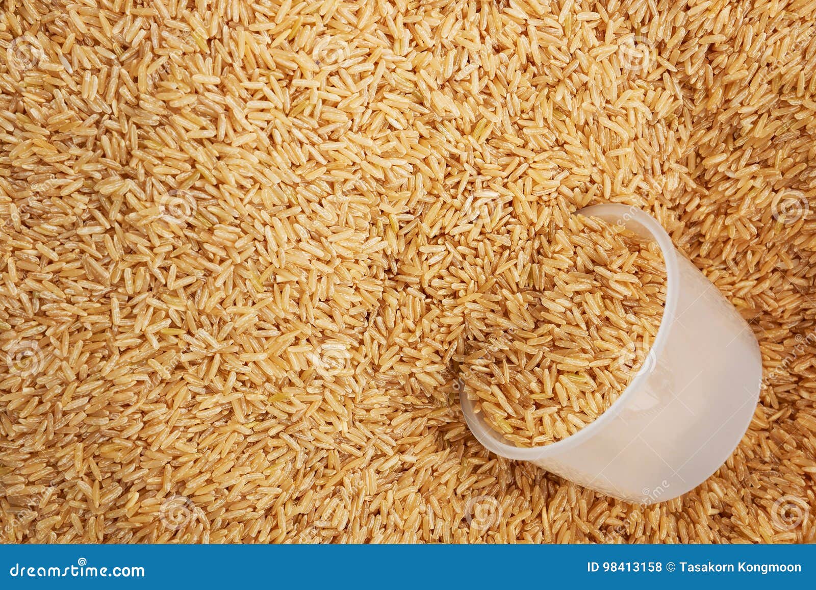 Healthy Unpolished Brown Rice with Plastic Litre Stock Photo - Image of ...