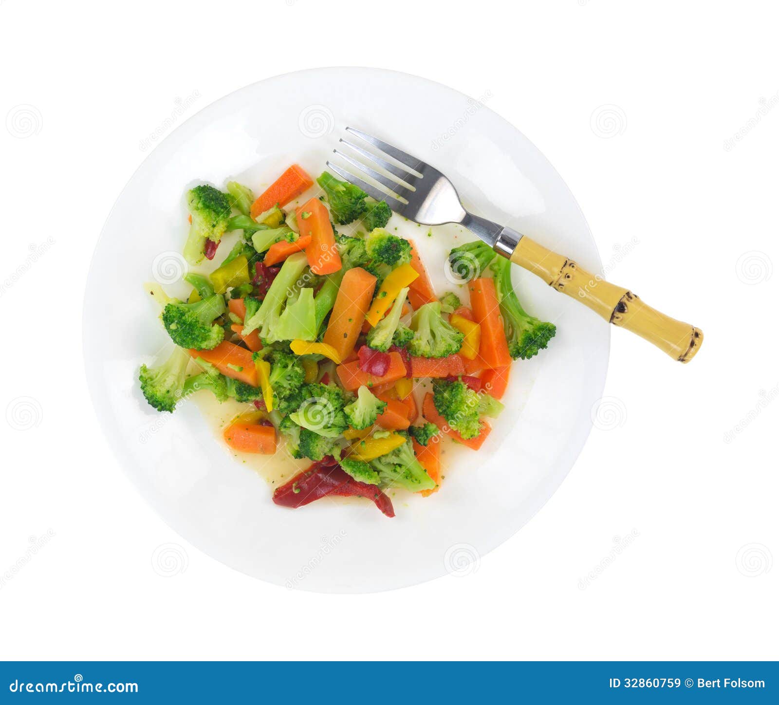 Healthy Vegetable Meal on Plate with Fork Stock Image - Image of ...