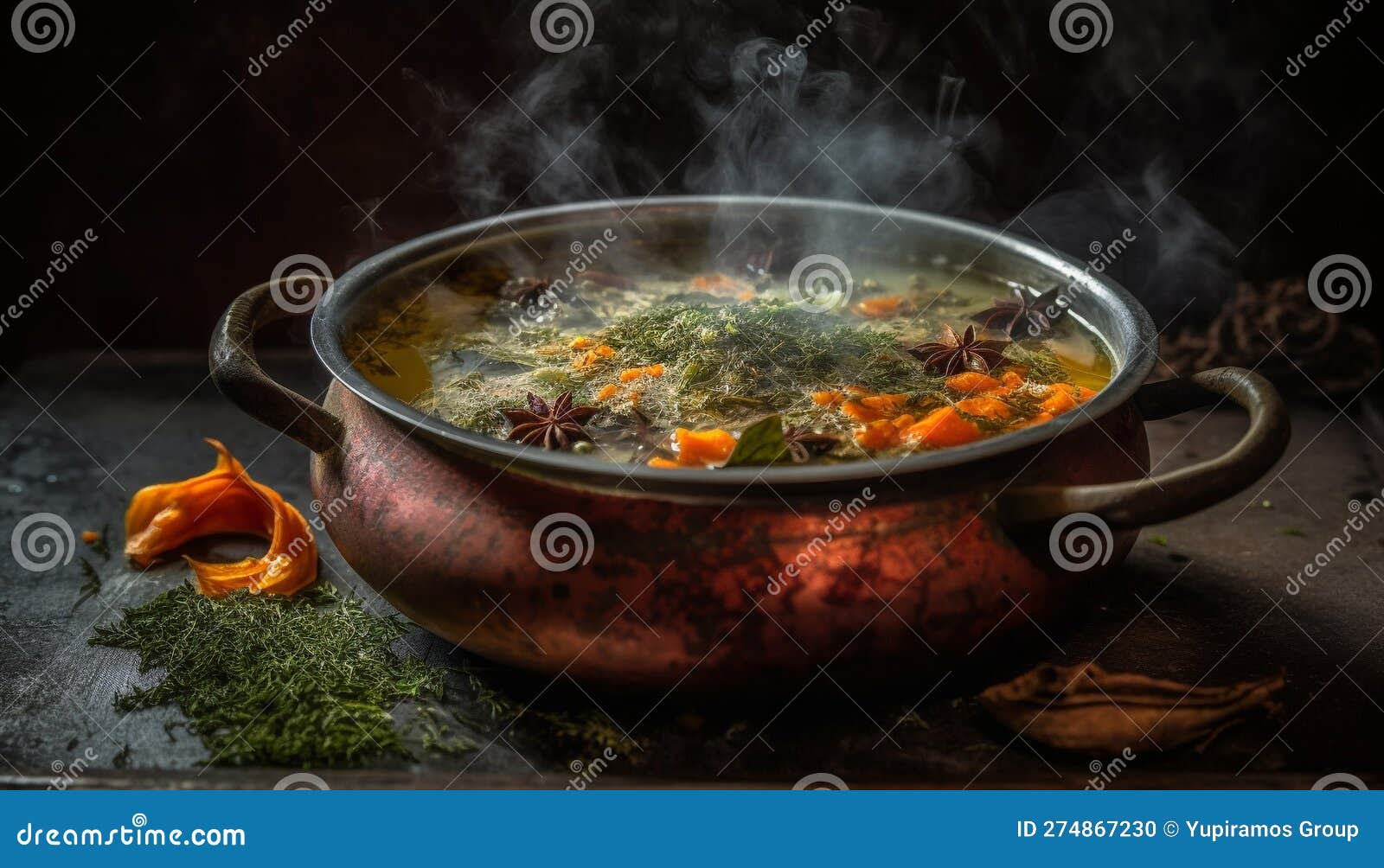 Healthy Vegetarian Stew Steams in Rustic Cauldron Generated by AI Stock ...
