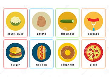Healthy Vs Sometimes Food Sorting Flashcards - 2 Stock Illustration ...