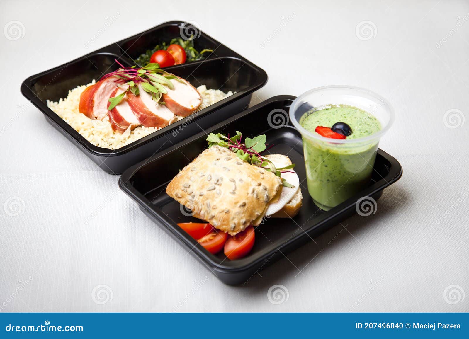 Healthy Well Balanced Catering Meal for Take Away Stock Photo - Image ...