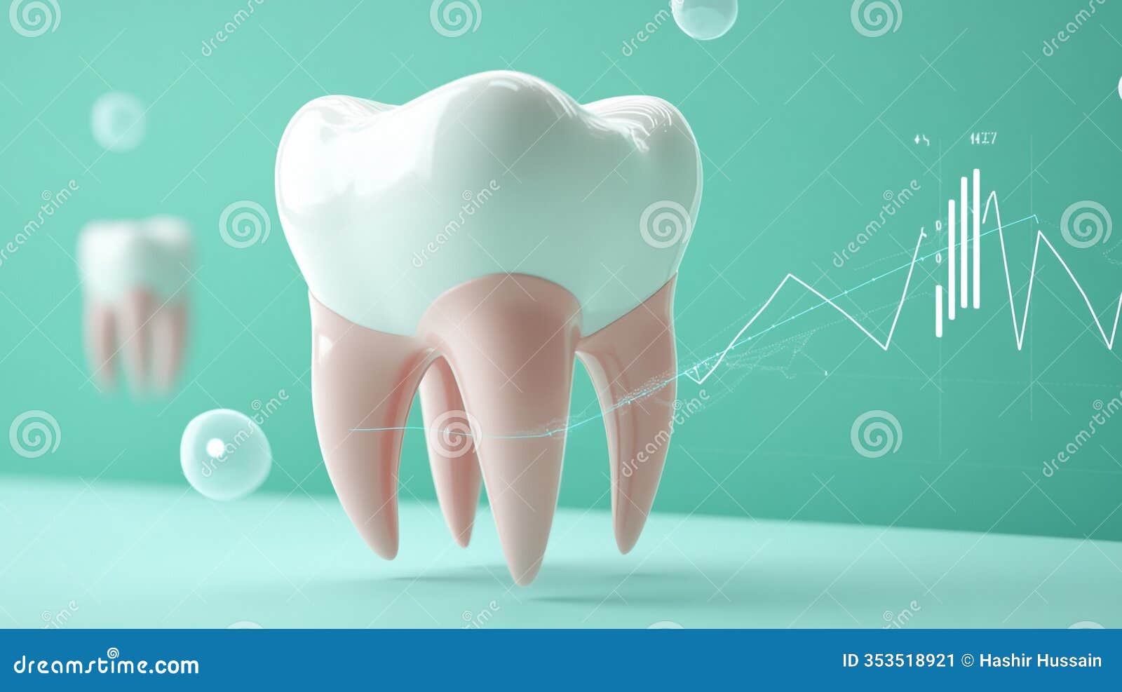 Healthy White Tooth with Growth Chart and Data Visualization Stock ...