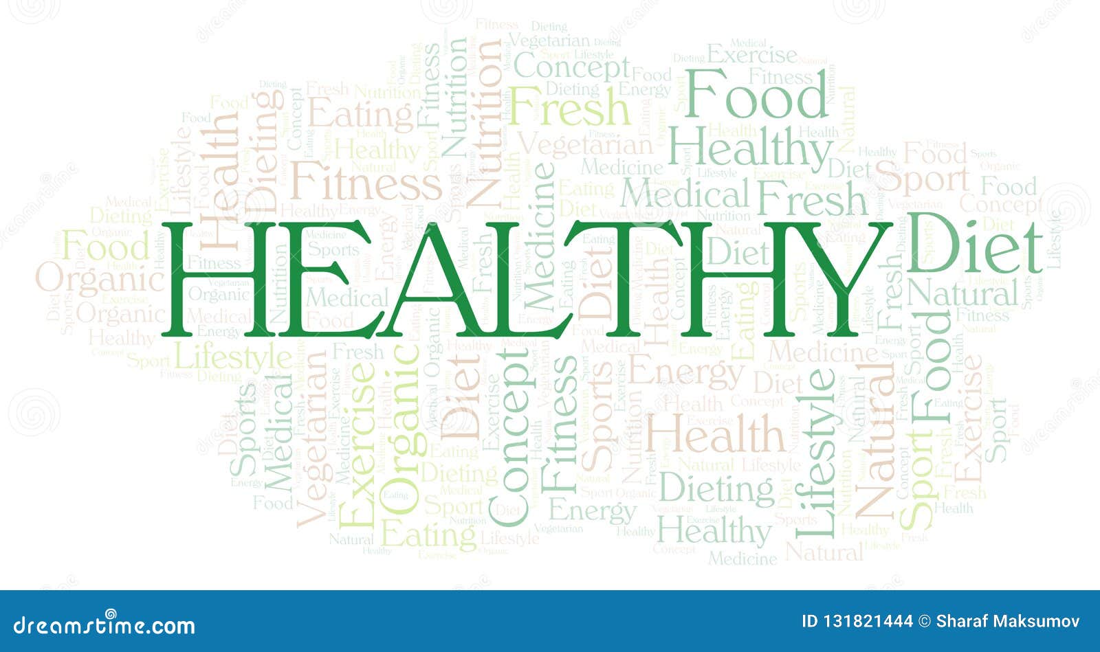 Healthy word cloud stock illustration. Illustration of text - 131821444
