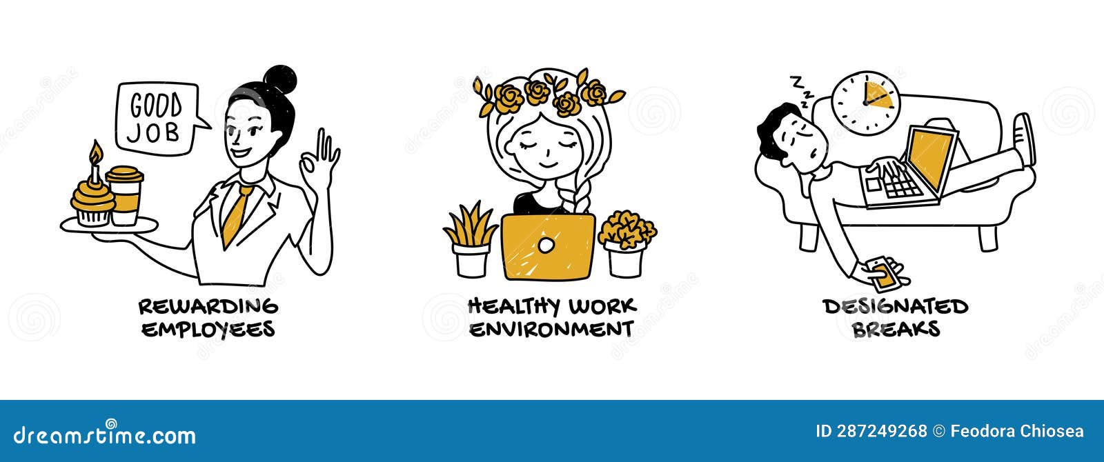 Healthy Work Environment and Organization of Business Stock Vector ...