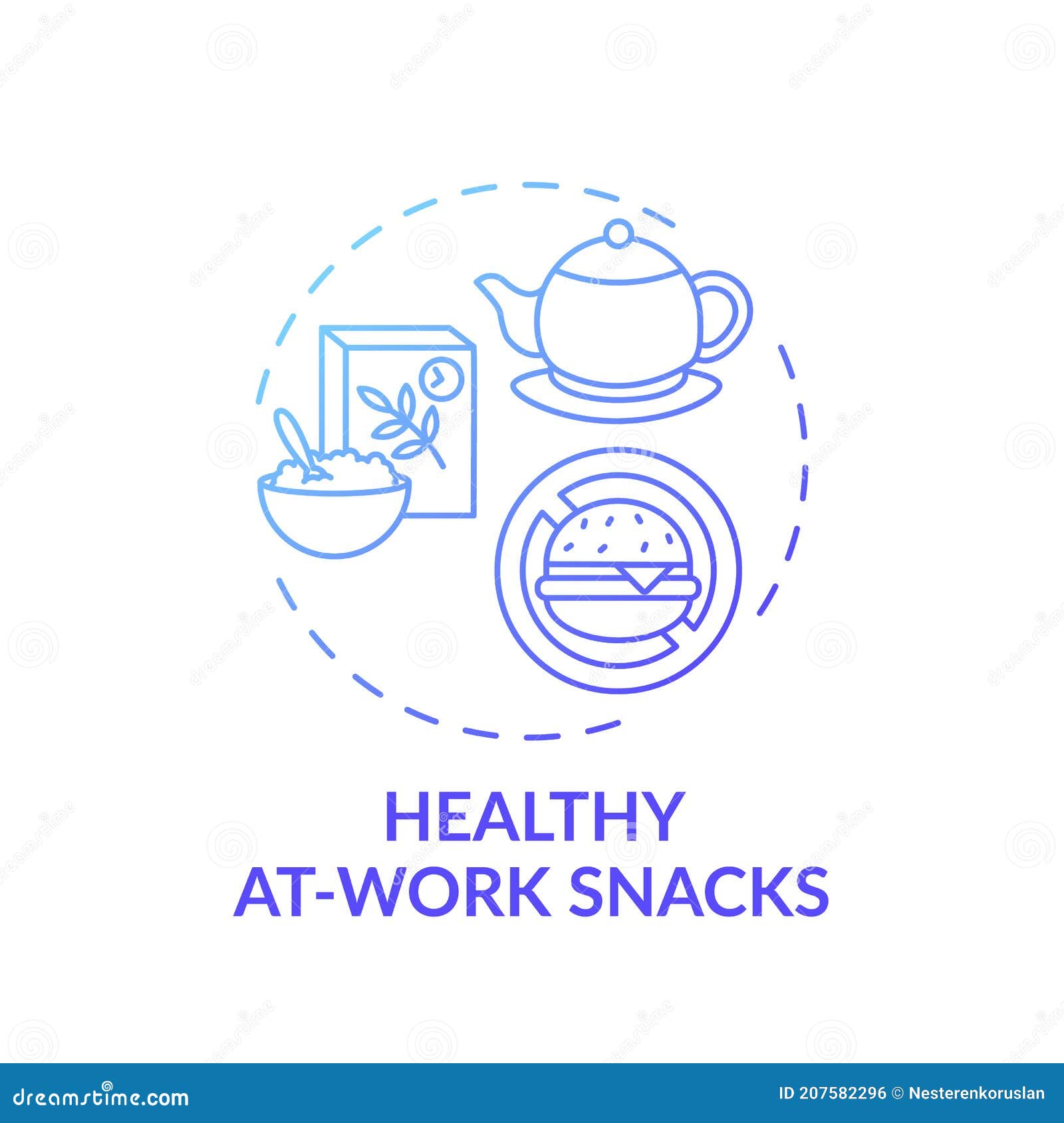 Healthy at-work Snacks Concept Icon Stock Illustration - Illustration ...
