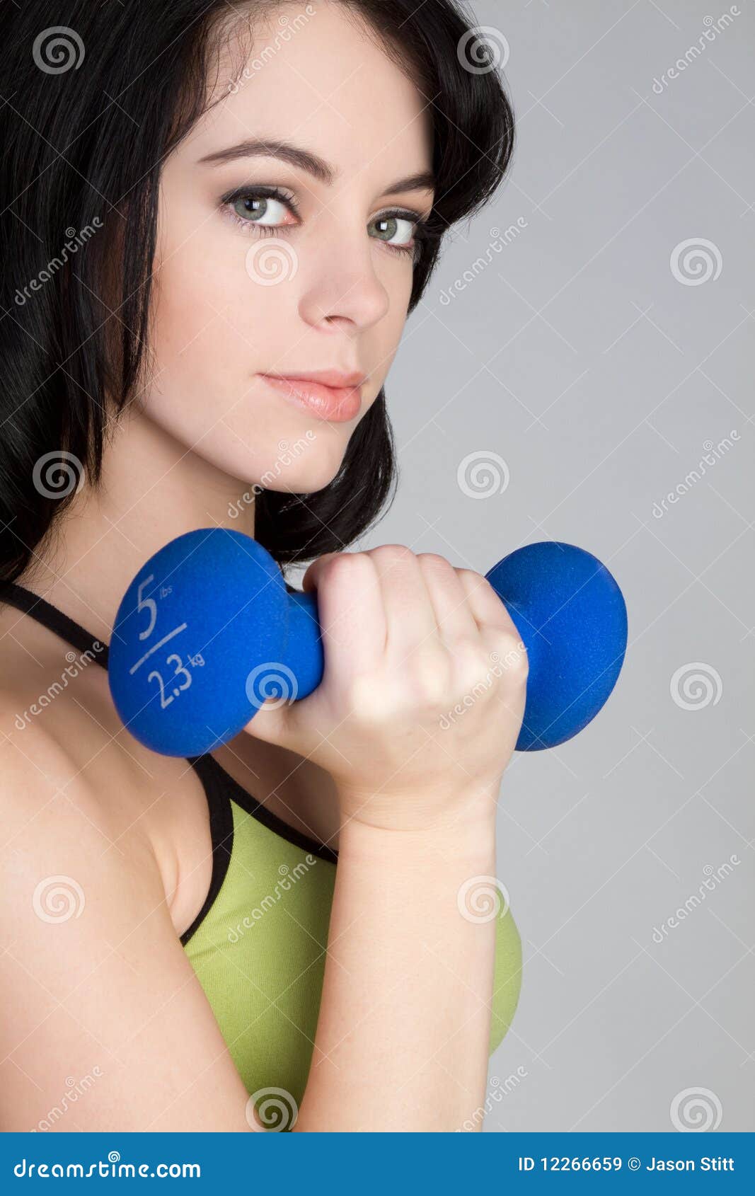 Healthy Workout Girl stock image. Image of dumbbells - 12266659