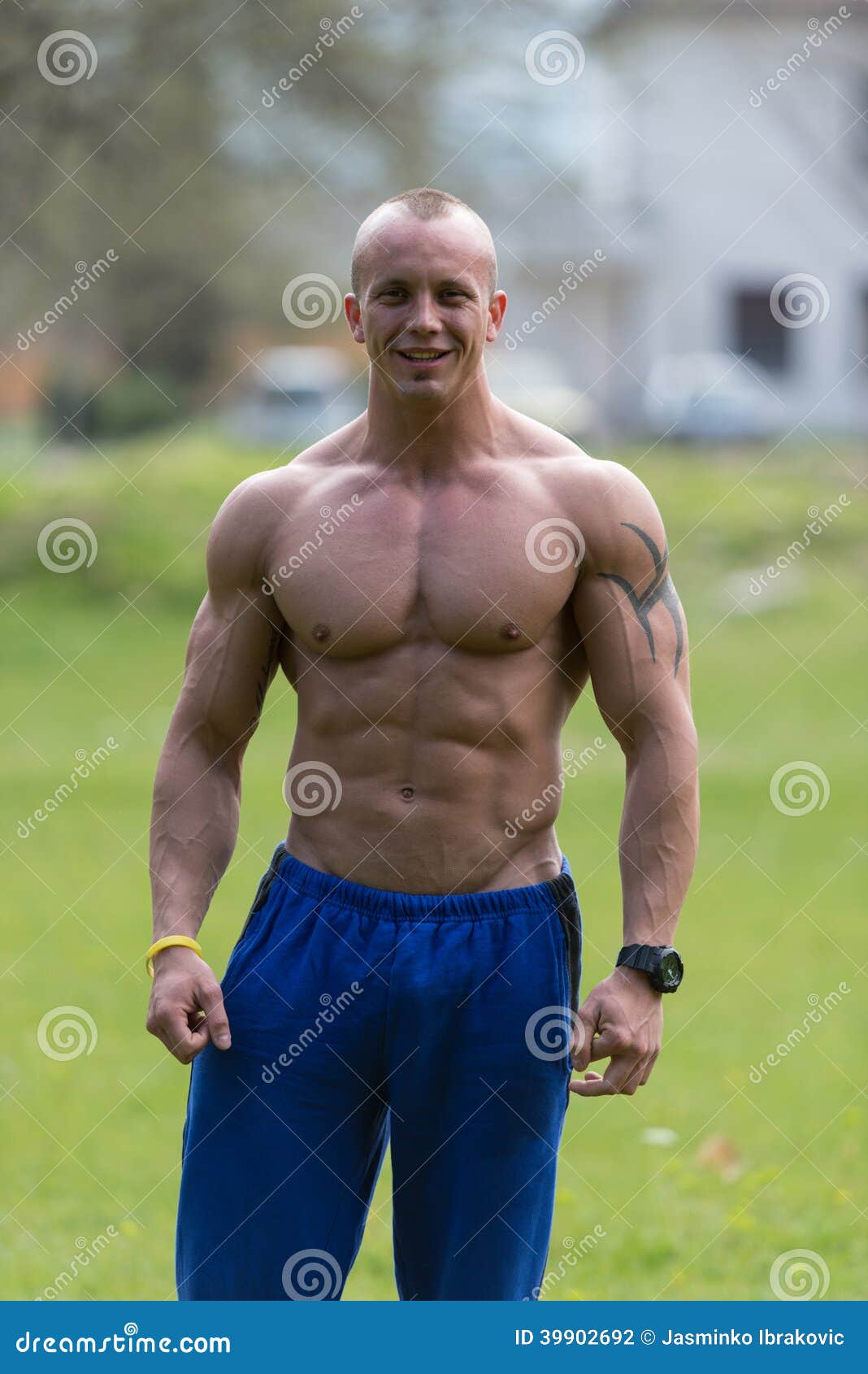 Healthy Young Man Standing in Park Stock Photo - Image of healthy ...