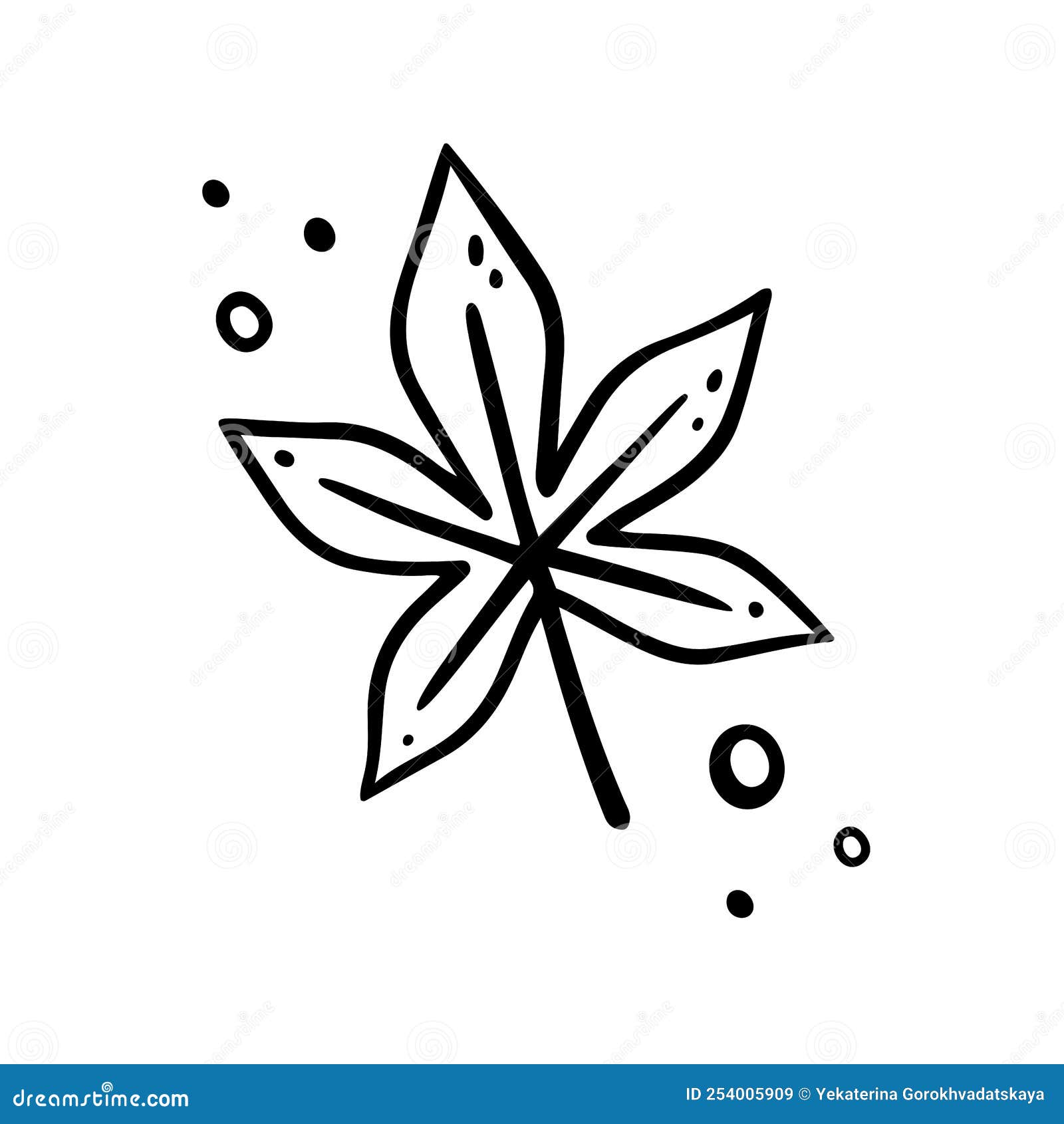 Hand Drawn Maple Leaf, Autumn Leaf. Vector Illustration in Doodle Style ...