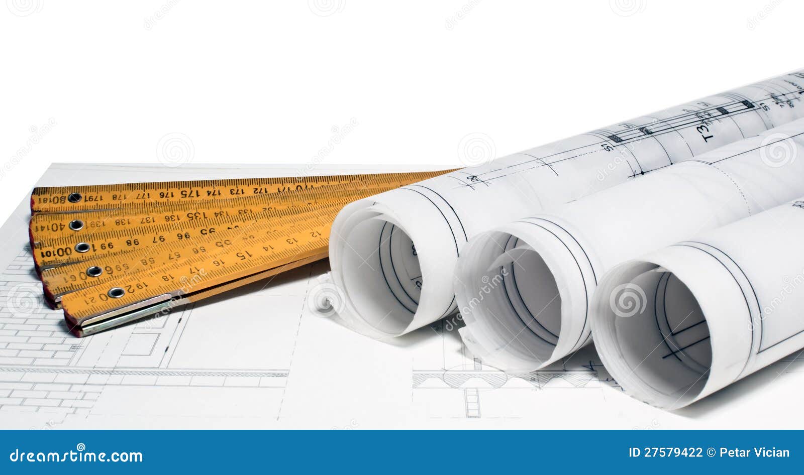 Heap Of Project Drawings In Yellow Folder. Stock Photography ...