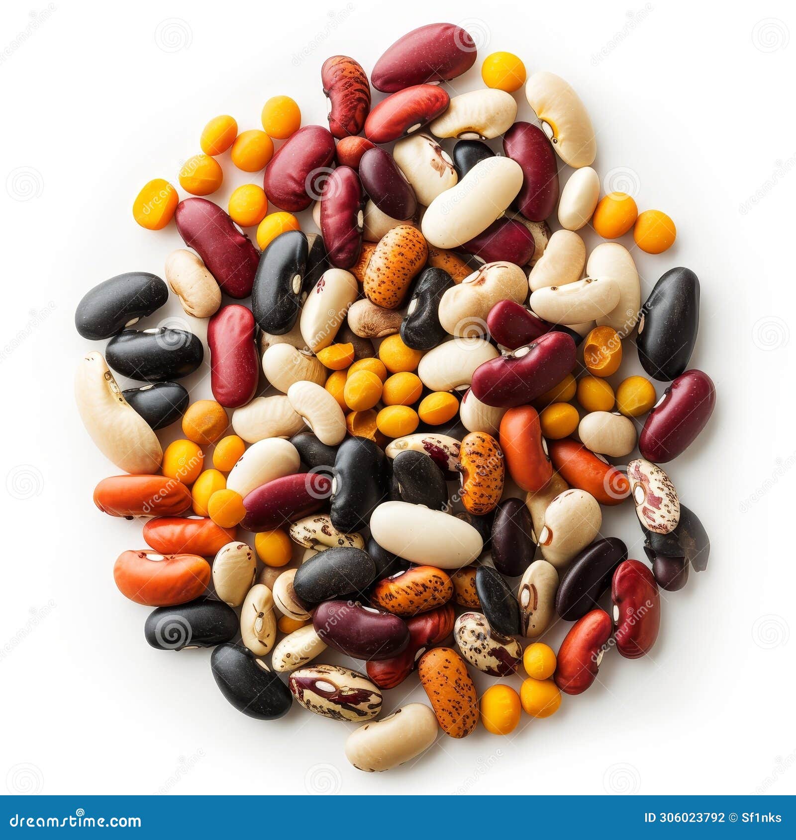 A Heap of Beans and Corn Arranged on a Clean White Surface - Isolated ...