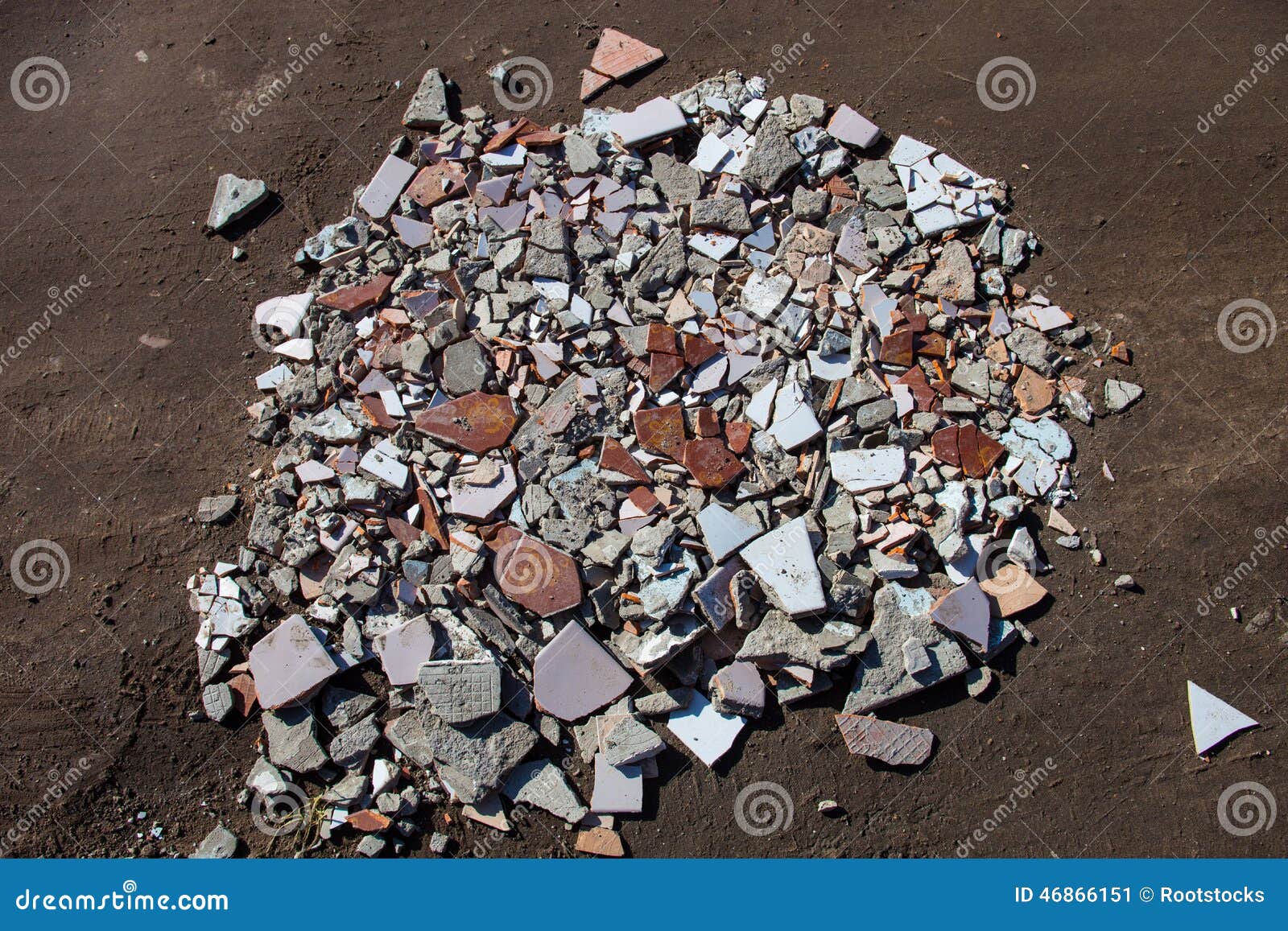 The Heap of Beaten Tiles and Concrete Blocks Stock Image - Image of ...